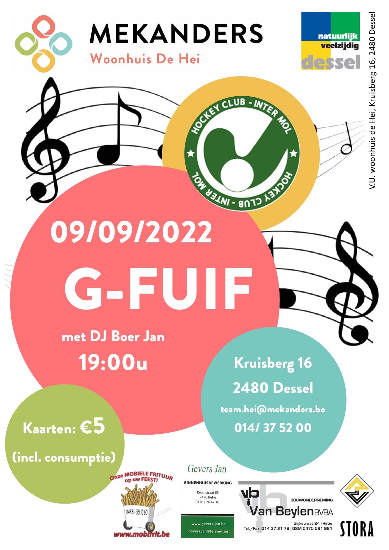 Save the date: vrijdag 9 september 19u: G-fuif in Dessel - mekanders